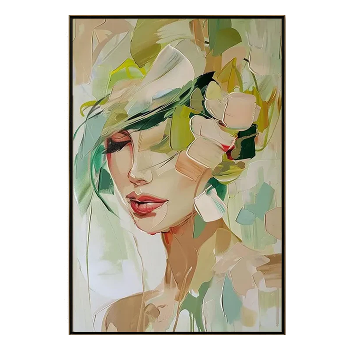 Arteleer | Abstract Female Portrait Wall Art with Textured Brushstrokes