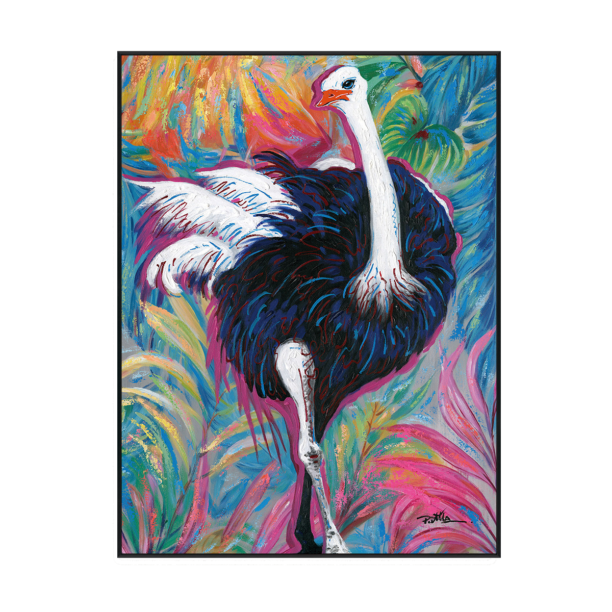 Arteleer | Animal Wall Art – Vibrant Ostrich Abstract Painting for ...