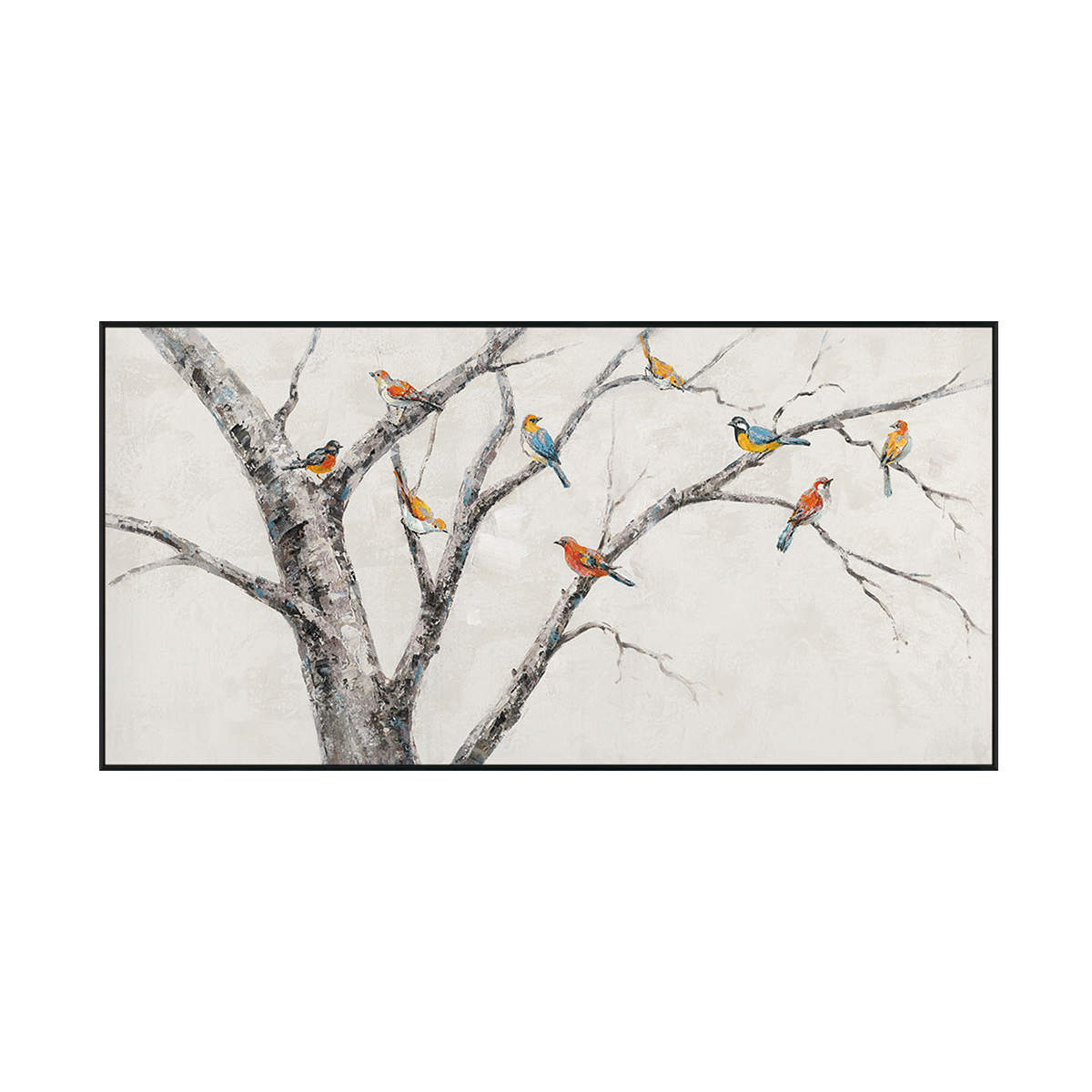 Arteleer | Whispering Branches Bird Painting with Golden Accents