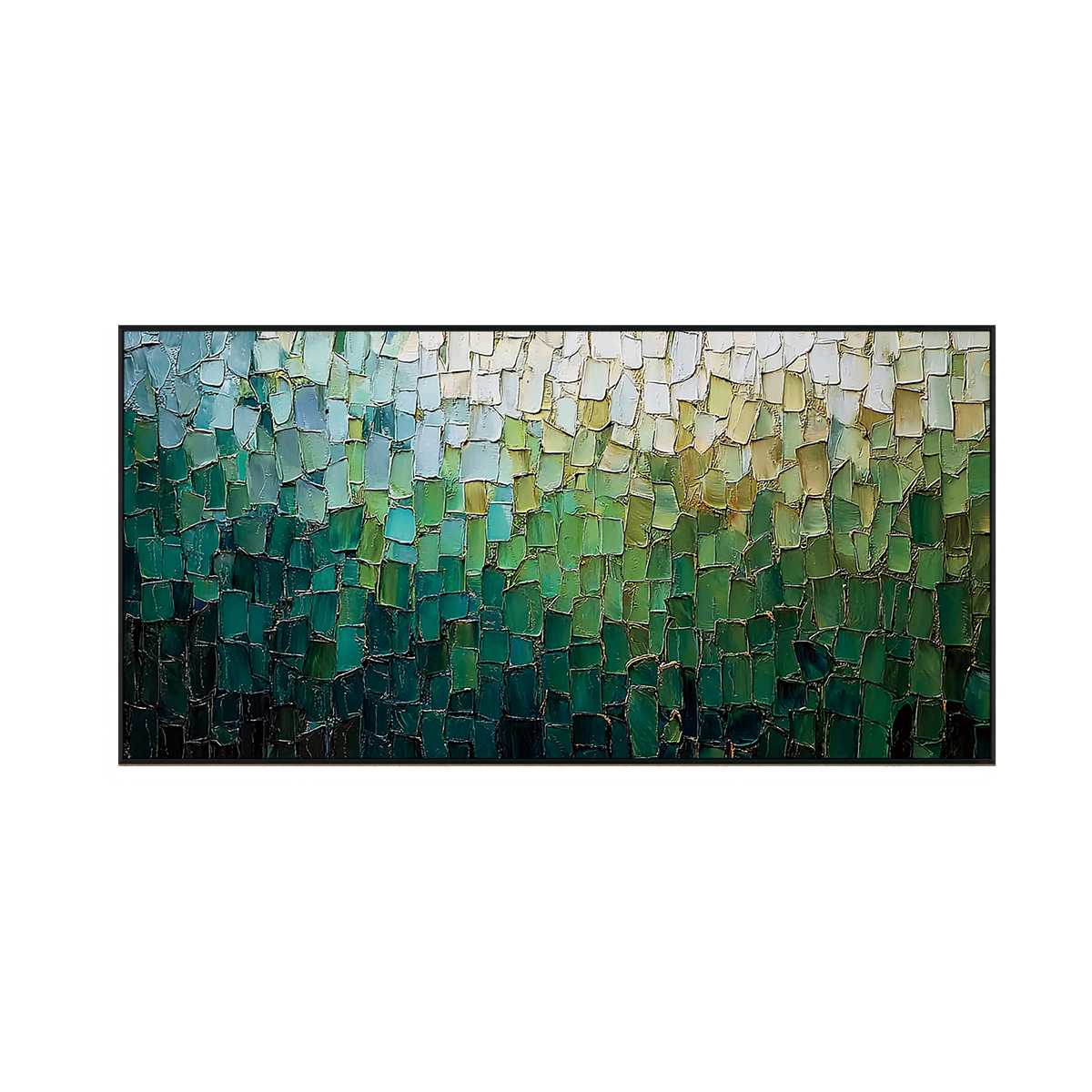Arteleer | Textured Abstract Wall Art – Emerald Mosaic Modern Painting